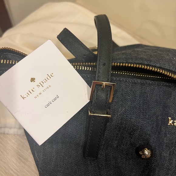 kate spade | Bags | New Kate Spade Denim Tote With Pearls And Crystals ...